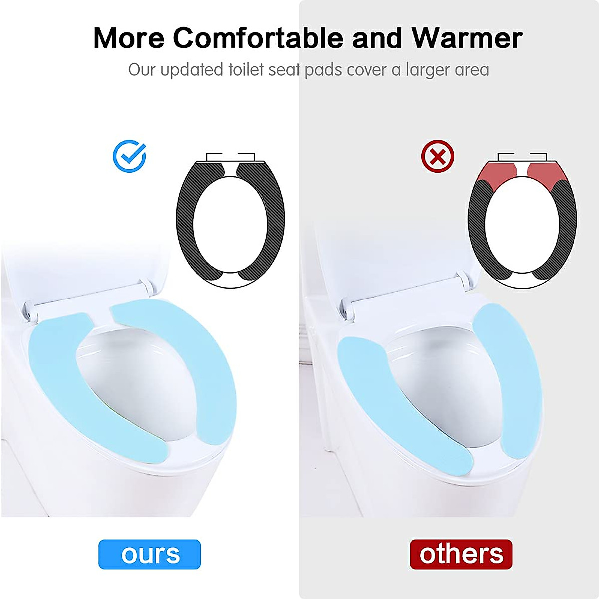 FACOYONG Bathroom Upgraded Warmer Toilet Seat Cover Pads 4 Pack, Portable Washable and Reusable Toilet Seat Cushion Pad