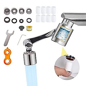 1080° Rotating Faucet Extender, Universal Swivel Faucet Aerator Attachment, 2 Water Modes, Splashing Filter Faucet Aerator for Kitchen Bathroom Sink Toddlers