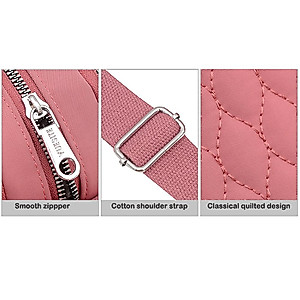 YANAIER Small Crossbody Bags Quilted Purse Mini Light Nylon Cell Phone Cross Body Wallet for Women Ladies Grey