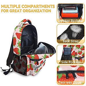 COOPASIA Personalized Strawberry Backpack for Girls, 16 Inch Aesthetic Backpack for School, Red, Adjustable Straps, Durable, Lightweight, Large Capacity Bookbag for Kids