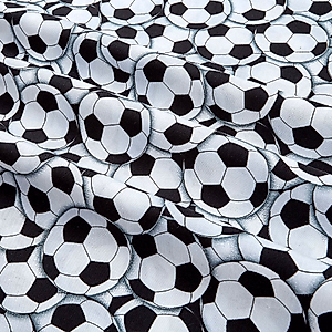 Timeless Treasures Packed Soccer Balls White, Fabric by the Yard