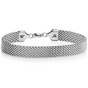 LONDON FOG 8 Inch Tailored Silver Plated Mesh Link Bracelet For Men and Women (LF10018) (Gold, 8 Inch Mesh)