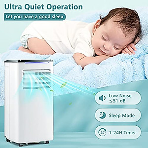 PETSITE 10000 BTU Portable Air Conditioner, 3 in 1 AC Cooling Unit with Remote Control, Dehumidifier, Window Kit Included, Stand up AC for Home, Apartment, Cools Rooms up to 350 Sq.Ft