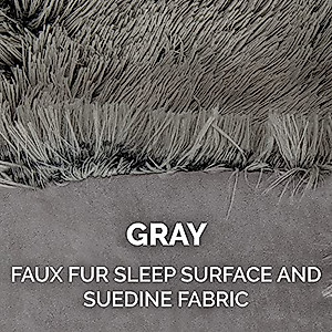 Furhaven Self-Warming Cat Bed for Indoor Cats, 4-Beds-in-1 & Washable - Plush Long Faux Fur Convertible Cuddler - Gray, Small