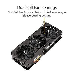 ASUS TUF Gaming NVIDIA GeForce RTX 3080 Ti OC Edition Graphics Card (PCIe 4.0, 12GB GDDR6X, HDMI 2.1, DisplayPort 1.4a, Dual Ball Fan Bearings, Military-Grade Certification, GPU Tweak II)