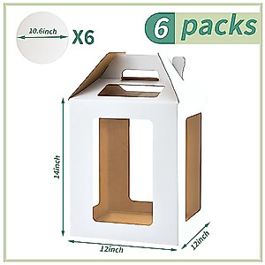 XININSUN Tall Cake Boxes with windows and Cake Boards,12x12x14 Tall Cake Carrier, Tiered Cake Box, Layer Cake Box, large cake box,Ideal for 10" & 12" Tiered Cakes (6 Pack-White)