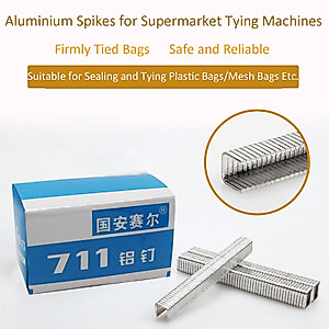 Plastic Bag Neck Sealing Machine Fruit and Vegetable Roll Bag Packaging Machine Aluminium Nail Tying Machine With 40000pcs U Shaped Sealing Nails Suit for Supermarket, Fruit Shop, Retail Stores