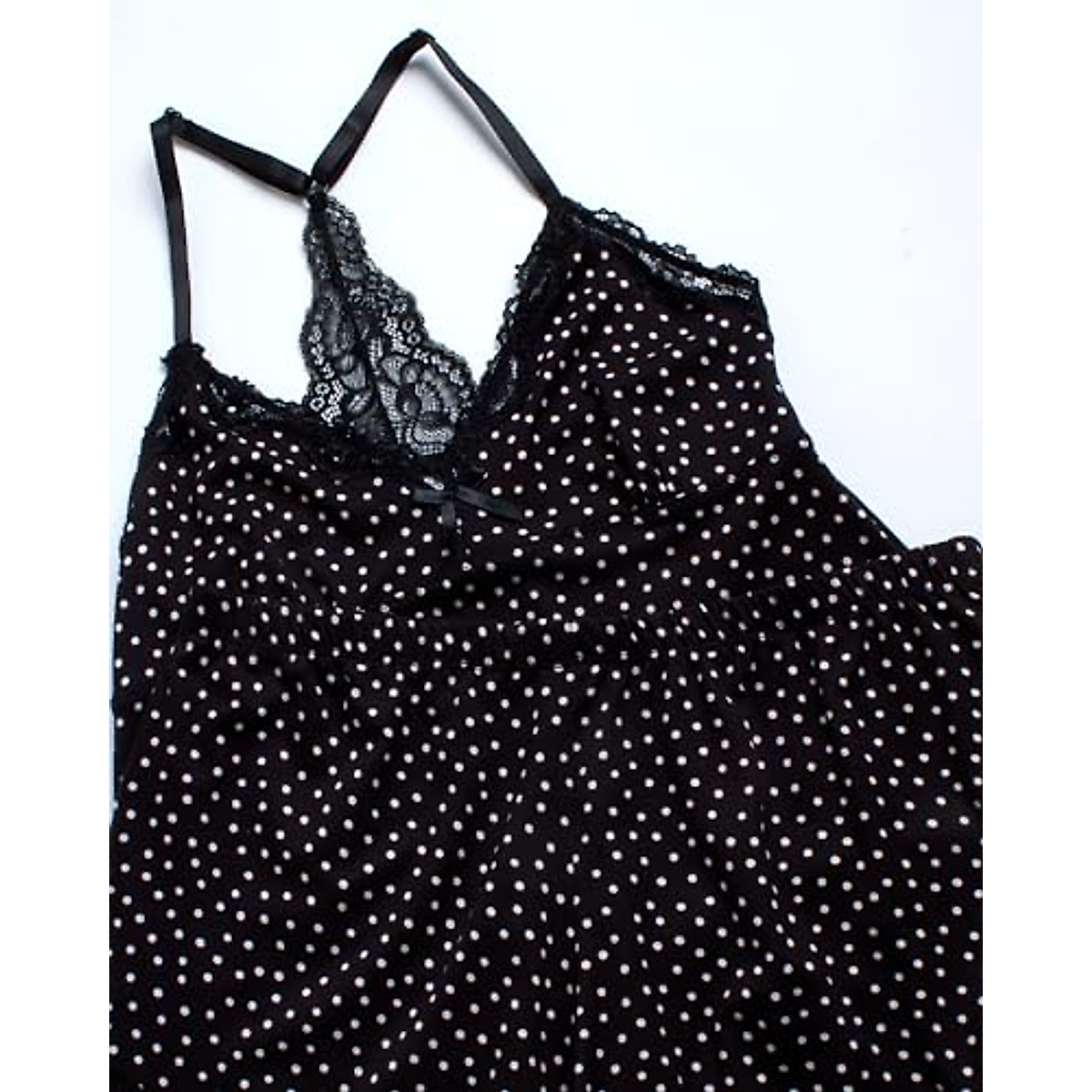 Marilyn Monroe Women's Pajama Set - 2 Piece Micro Sleep Shorts and Lace Trim Cami Tank Top - Womens Loungewear Set (S-XL), Size Medium, Black Pink Dot