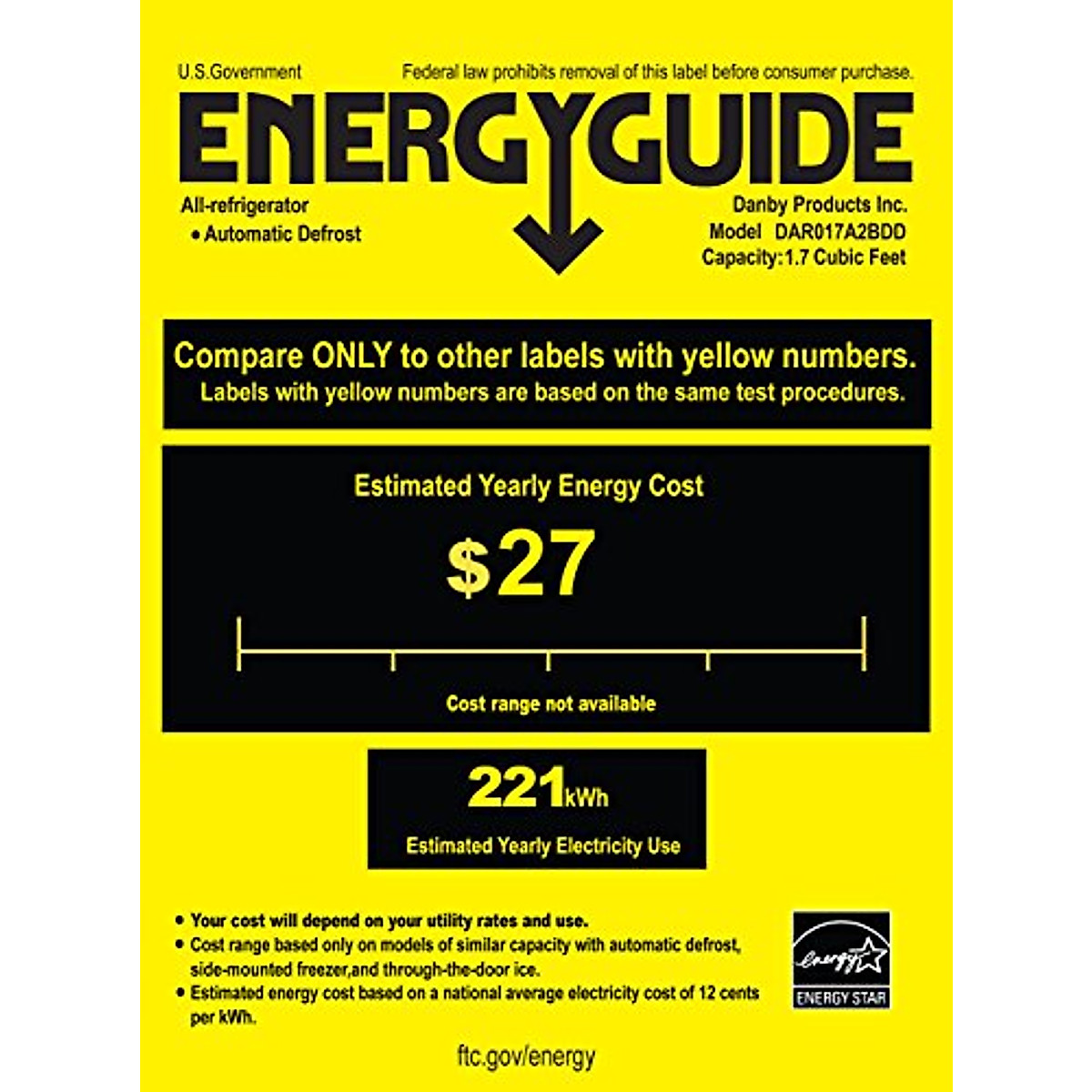 Danby Designer 1.7 cu. ft. Compact Refrigerator (DAR017A2BDD), Black