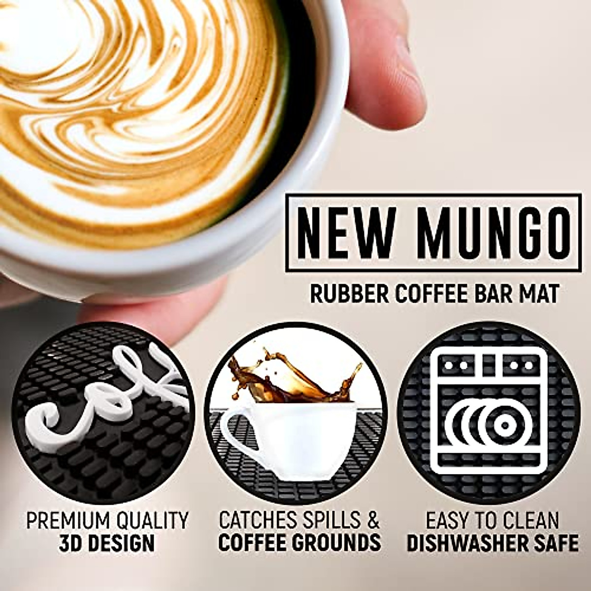 New Mungo Coffee Bar Mat - Coffee Bar Accessories for Coffee Station, Coffee Accessories, Coffee Bar Decor, Coffee Decor - Love Is Brewing Coffee Maker Mat for Countertops - Rubber Mat - 18”x12”