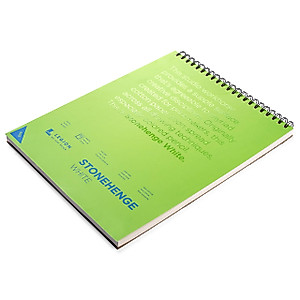 Stonehenge 100% Cotton Medium Weight Spiral Journal, White, 11 x 14 inches, 250gsm, 32 Sheets for Dry Media