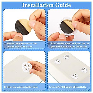 Mini Caster Wheels 12Pcs, NOVWANG Appliance Rollers Stainless Steel Triple Bead Self Adhesive Caster Wheels Sturdy Sticky Swivel Pulleys Universal Wheels for Kitchen, Box, Small Appliance Slider