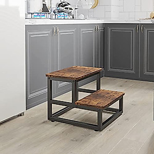 Step Stools for Adults, Bed Steps for High Beds,Kitchen Step Stool,Heavy Duty 2 Step Stool,Wide Wooden Step Stools for Kids, Step Stool for RV