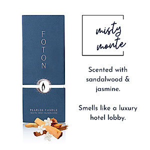 Foton Pearled Candle 18 Oz - Misty Monte Sandalwood Jasmine Scented Non Toxic Luxury Long Lasting Powder Candles up to 120 Hours - Refillable Candle Sand with 30 Wicks for Candle Making