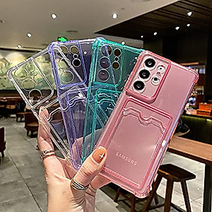 Tuokiou Clear Wallet Phone Case for Samsung Galaxy S21 Ultra 5G Upgrade Clear Card Slot Case Slim Fit Protective Soft TPU Shockproof with Cute Card Holder for Samsung Galaxy S21 Ultra 6.8 inch (2021)
