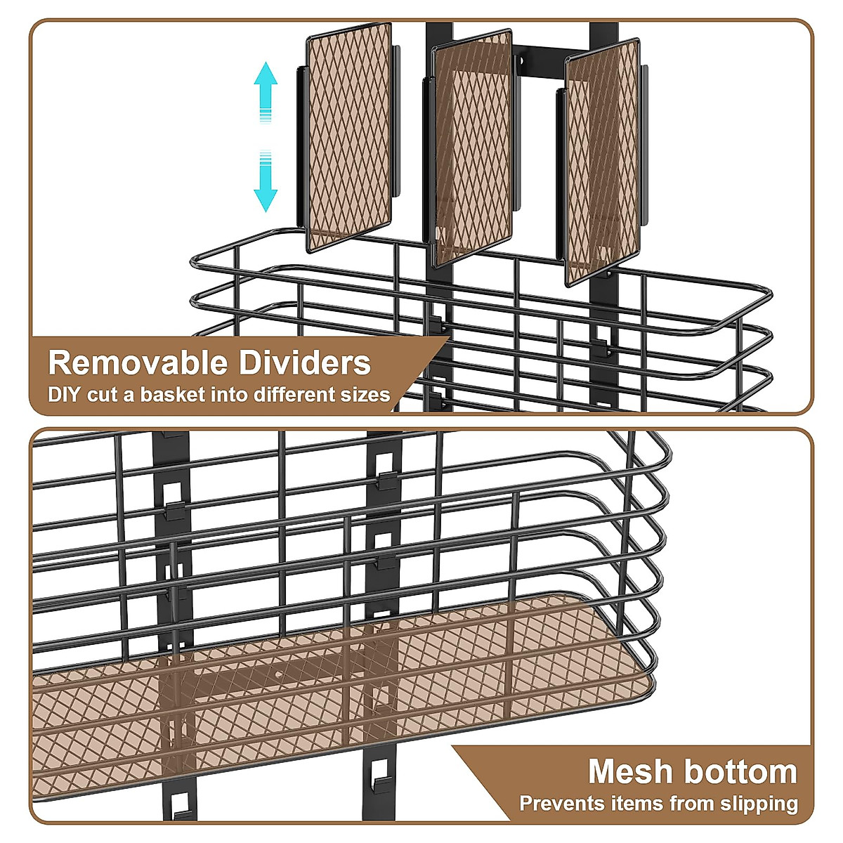 5-Tier Over The Door Bathroom Organizer - Hair Dryer Holder - Hair Tool Organizer Adjustable Height, DIY Bathroom Storage Shelf Wall Mounted for Flat/Curling Irons, Hair Straighteners, Skincare