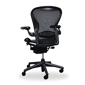 Aeron Herman Miller Office Chair Size B | Fully Adjustable with All Features Included| Quick and Easy Assembly| Renewed| 10 Year Warranty| Hardwood Floor Roller Blade Style Wheels Included
