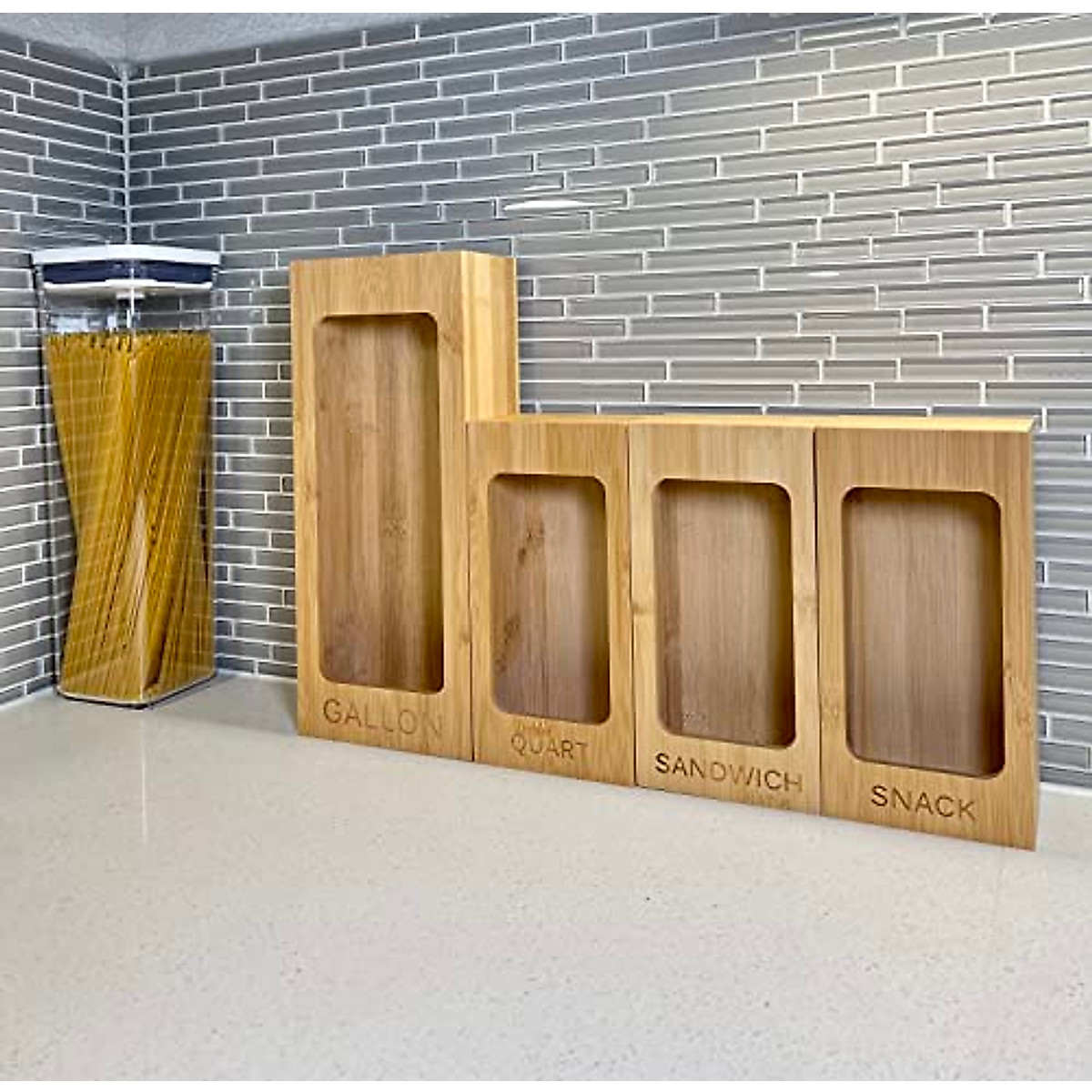 Ziplock Bag Storage Organizer (Natural Wood)