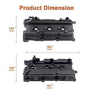 WATERWICH Engine Valve Cover with Gasket Compatible with Nissan Maxima Murano Altima 3.5L Turbo 2002 2003 2004 2005 2006 2007 Replaces 264-985 264-984 (Set of 2)