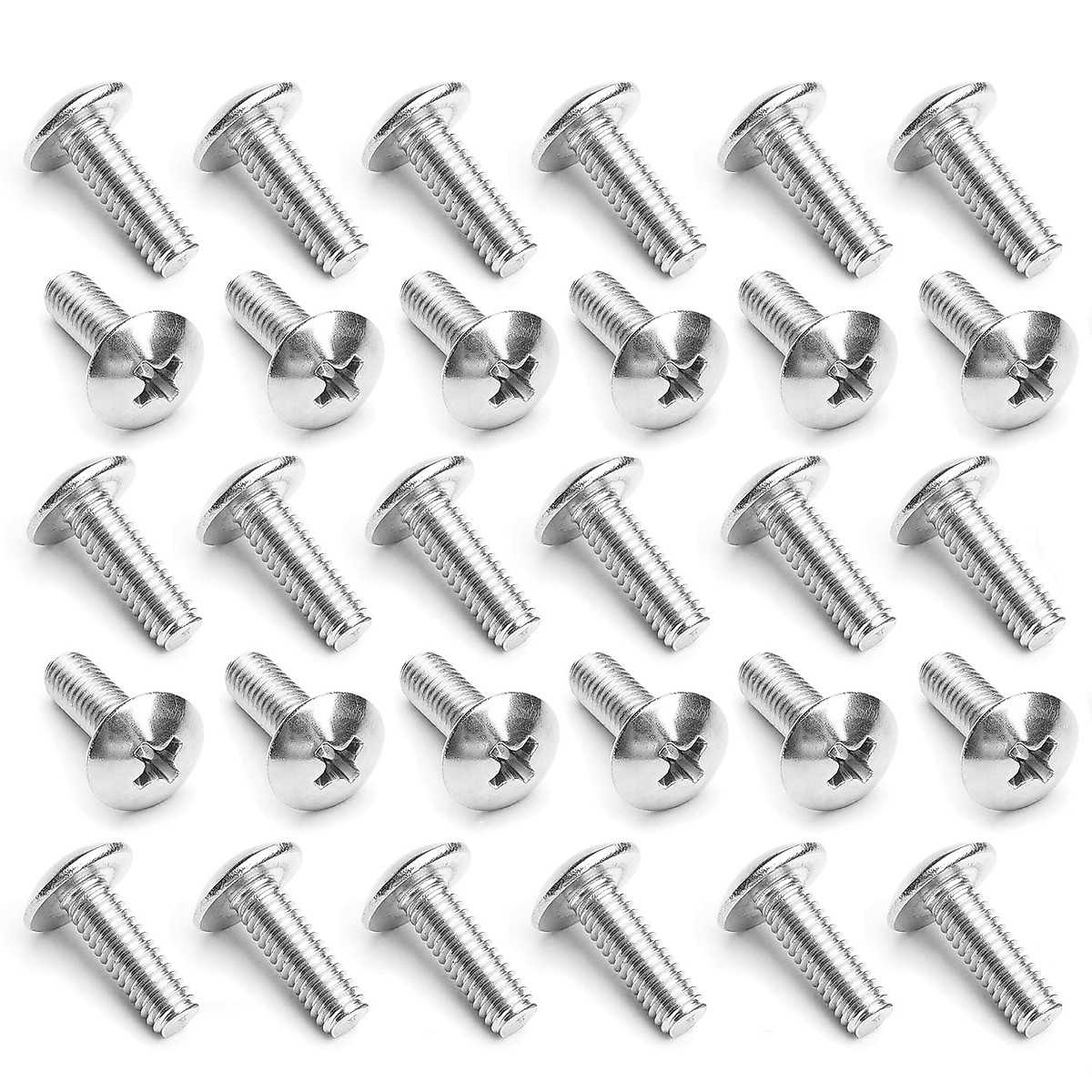 MroMax 30Pcs M4 x 12mm Truss Head Phillips Machine Screws for Cabinet Drawer Knob Pull Handle, 304 Stainless Steel 18-8, Fully Thread, Metric Silver Gray Cross Head Screws Bolts