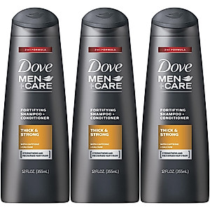 Dove Men + Care Thick and Strong Fortifying 2-in-1 Shampoo + Conditioner, 12 Ounce (Pack of 3)