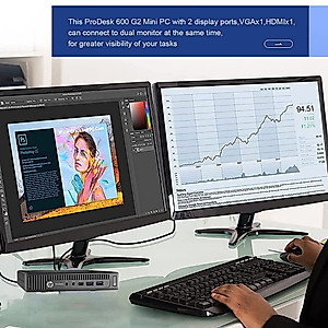 HP ProDesk 600 G2 Refurbished Tiny Desktop Computers Mini PC,i7 Micro 16GB Ram 512GB SSD,AX210 Built-in WiFi,Dual Monitor Support,HDMI,VGA,DP,Win10 Pro,Wireless K&M Brand TJJ Mouse Pad(Renewed)