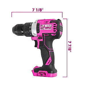The Original Pink Box 20-Volt Lithium-Ion 1⁄2-Inch Keyless Chuck Brushless Cordless Drill With 2Ah Battery, Pink