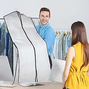 Woanger 6 Pcs 70.9" x 24" x 12" Bridal Wedding Gown Dress Garment Bag for Travel Large Garment Covers Hanging Foldable Non Woven Wedding Dress Bag for Storage Zipped Long Dress Cover (White)