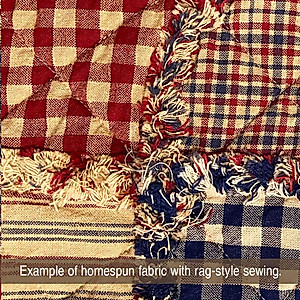 Primitive Red 5 Homespun Cotton Plaid Fabric by JCS - Sold by The Yard