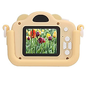 AUHX Kids Cartoon Camera Toy, 2MP Multifunctional 2 Inch Screen High Definition ABS Mini Digital Children Camera for Gifts(Beige)