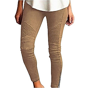 SMIDOW Amazon Outlet Clearance Yoga Pants Women Pack High Waisted Leggings for Women Plus Size Seamless Scrunch Butt Gym Yoga Pants Stretch Pull-on Jeggings Activewear Khaki S