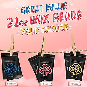 Waxing Kit for Coarse Hair Removal, At Home Wax Warmer Kit for Brazilian Bikini with 6 Bags Hard Wax Beads for Full Body Face Eyebrow Home Waxing Women Men