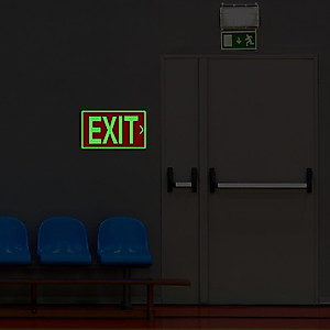 Gilprop 10 Pcs Exit Signs Glow in the Dark Exit Signs for Business 12 x 7 Inch Exit Photoluminescent Signs Stickers with Arrows for Indoor Outdoor for Business, Office, Warehouse