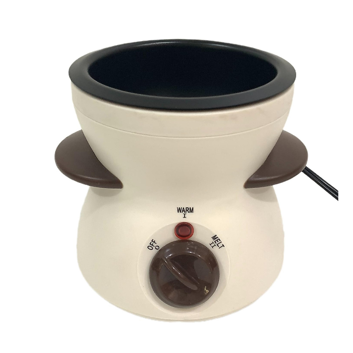 Chocolate Melting Pot Fondue Pot Electric Set for Chocolate and Cheese with Dipping Forks, 9-ounce Detachable Bowl, for Chocolate Melts Cheese Melts (White)