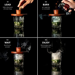 Kemuri Cocktail Bourbon Smoker Kit | Smoked Old Fashioned Kit Bundled with Bourbon Oak, Mesquite and Apple Wood Chips | Smoke Top | Craft Cocktail Smoker for Drinks | Whiskey Smoker Kit | Drink Smoker