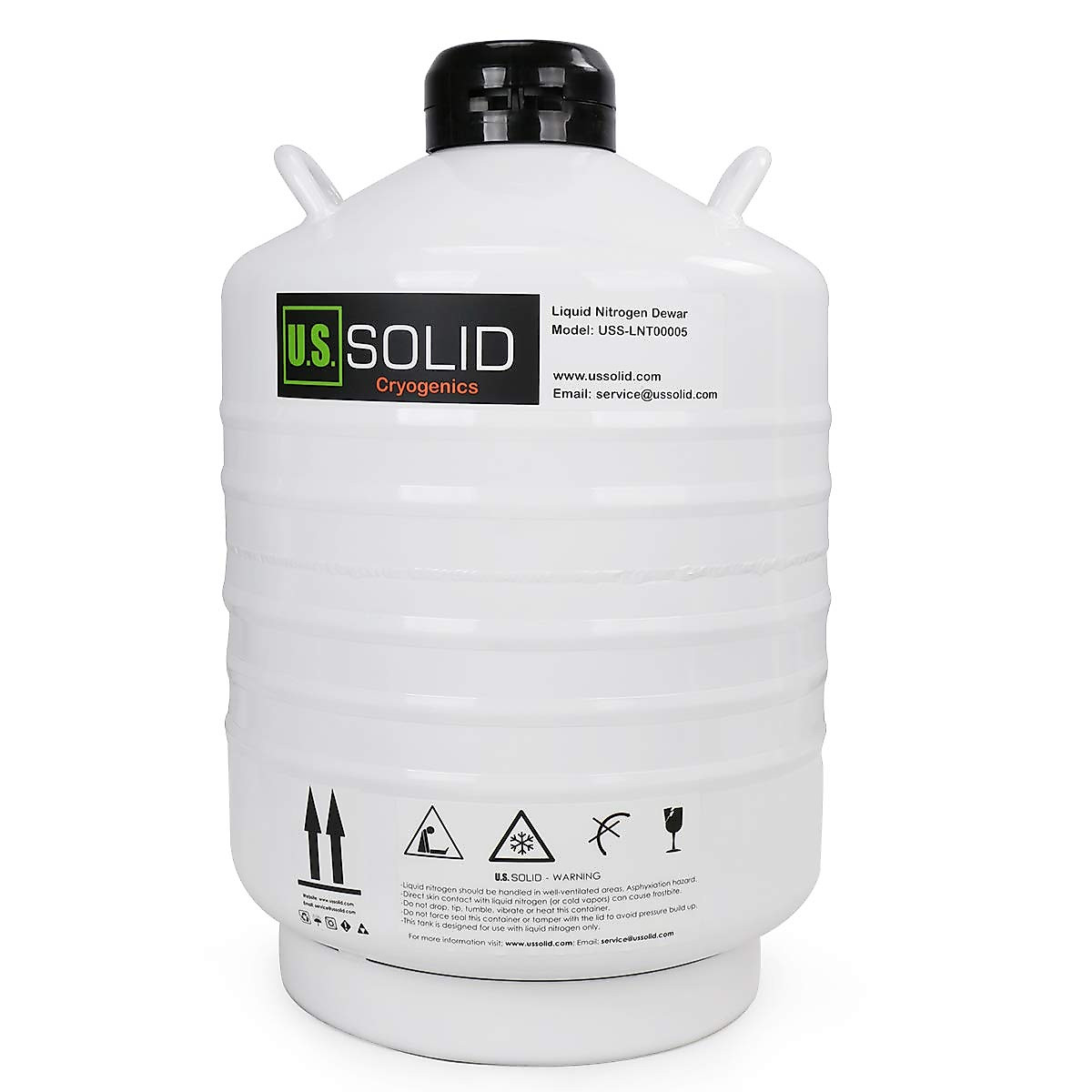 U.S.SOLID 30L Cryogenic Container Liquid Nitrogen LN2 Tank Dewar with Straps 6 Canisters