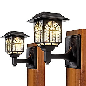 LeiDrail Solar Fence Lights, 2 Pack Solar Lights Outdoor Waterproof Lantern Warm White LED Wall Deck Post Landscape Lighting for Garden Yard Patio Front Door
