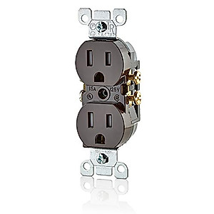 Leviton T5320 15 Amp, 125 Volt, Tamper Resistant, Duplex Receptacle, Residential Grade, Grounding, Brown