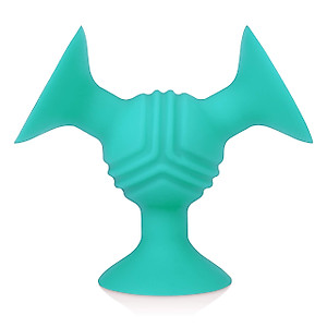 Nuby Silly Three Prong Interactive Suction Toy with Built in Rattle, Aqua