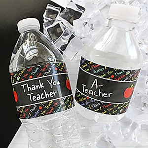 Thank You Teacher Water Bottle Labels - Teacher Appreciation - 24 Stickers