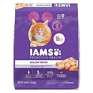 IAMS PROACTIVE HEALTH Healthy Kitten Dry Cat Food with Chicken Cat Kibble, 16 lb. Bag