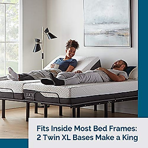 LUCID L150 Bed Base – Wireless Remote Control Adjustable, Twin XL, Charcoal & 12 Inch Twin XL Hybrid Mattress - Bamboo Charcoal and Aloe Vera Infused Memory Foam - CertiPUR-US Certified