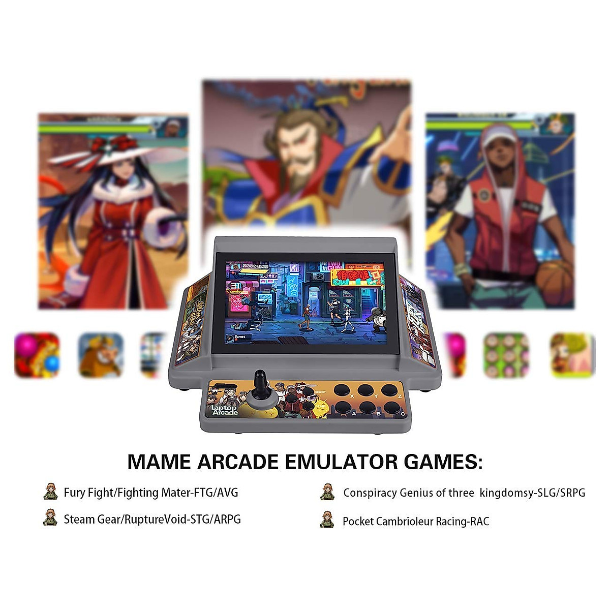 Laptop Arcade Player Counter-top Game Console Retro Home Arcade Mini Arcade Machine 100+ Built-in MAME Arcade Games 7” HD Screen TF Card Supported Favorite for Kids and Adults