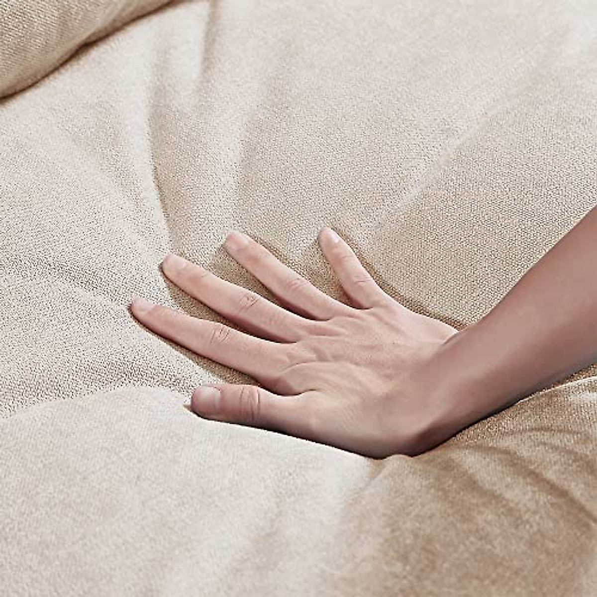 Deep Seat Down Feather Filled Modular Upholstered Sectional Sofa Couch with 4 Waist Pillows for Home Office Apartment Living Room,L-Shaped Corner Sofa & Couch Movable Ottoman/Chaise