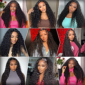 Lace Front Wigs Human Hair 13x4 Deep Wave Lace Front Wigs Human Hair Pre Plucked 22 Inch Deep Wave Lace Frontal Human Hair Wigs for Black Women 180 Density Glueless Brazilian Human Hair Wigs (22inch)