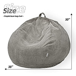 Homguava Bean Bag Chair: Teardrop Bean Bags with Memory Foam Filled, Compact Beanbag Chairs Soft Sofa with Corduroy Cover (Grey)