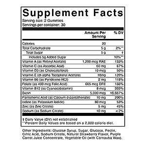 Hair Gummy Vitamins - Vegan Supplement for Healthy Hair, Skin, and Nails with Biotin, Vitamin A, Vitamin C, Vitamin D, Vitamin E, Folate, Iodine, and Zinc | Shapiro MD (2)