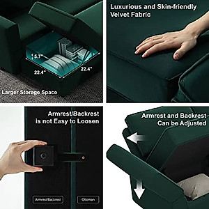 Belffin Oversized Modular sectional Sofa with Double Chaises U Shaped Sectional Sleeper Sofa Couch Reversible Sectional Sofa with Storage Velvet Green