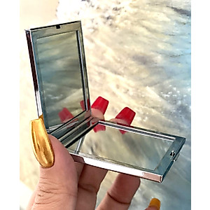 Azi 2 Classic Celtic Style Travel Pocket & Purse Mirror. 1 Round and 1 Square Double Sided Christmas Red & Green Irish Design Pattern Floral & Swirl