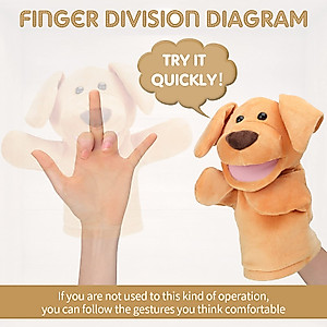 Zomiboo Hand Puppets Soft Animal Hand Plush Toy with Movable Mouth Imaginative Pretend Play Stocking Storytelling Interactive Toy (Dog)